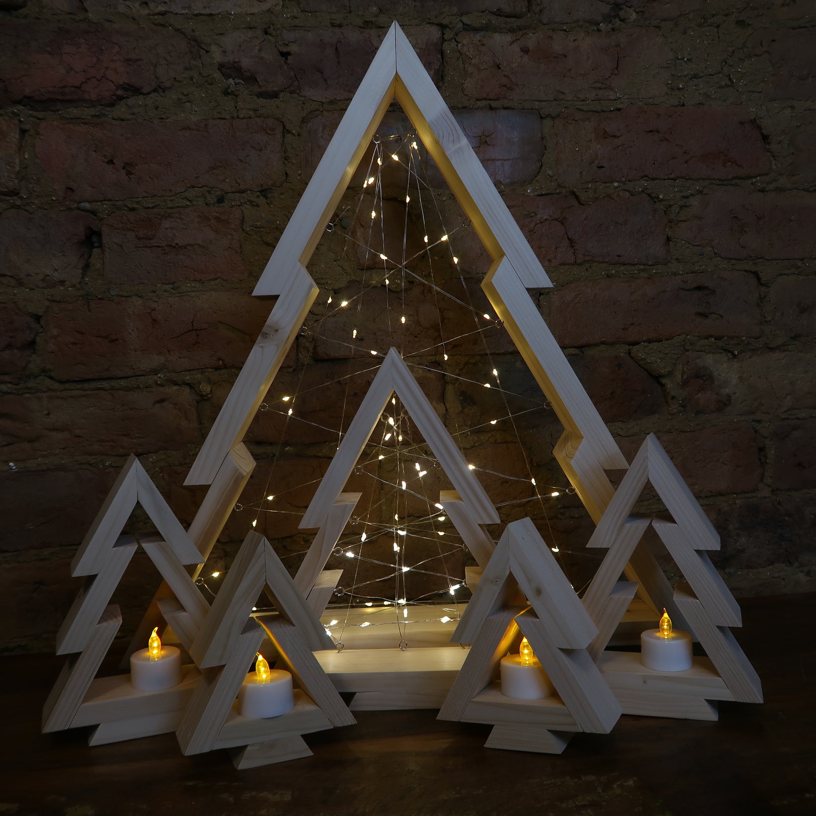 Tea Light Christmas Tree - Mini 15cm (Battery Powered) | Cast and Wood ...