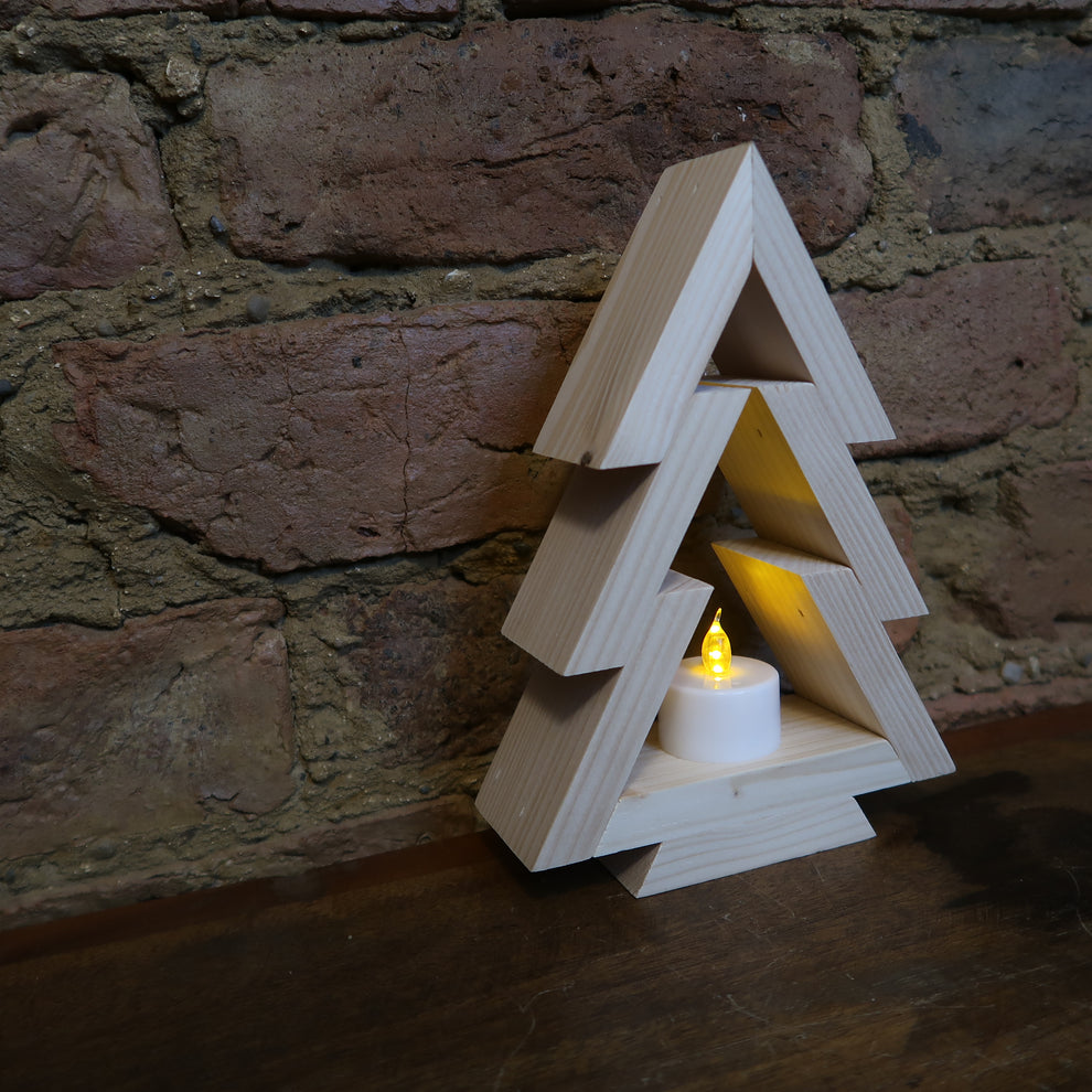 Tea Light Christmas Tree - 20cm (Battery Powered) | Cast and Wood ...