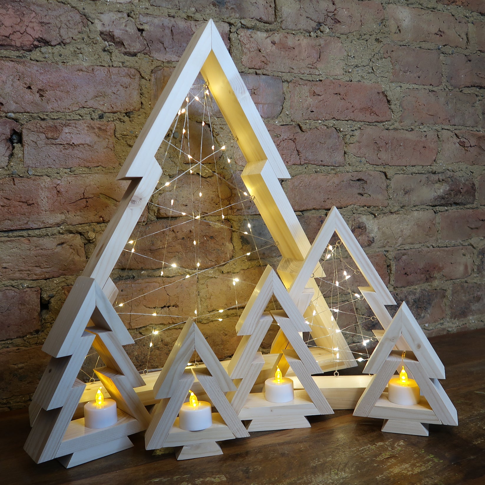 Tea Light Christmas Tree - Mini 15cm (Battery Powered) | Cast and Wood ...