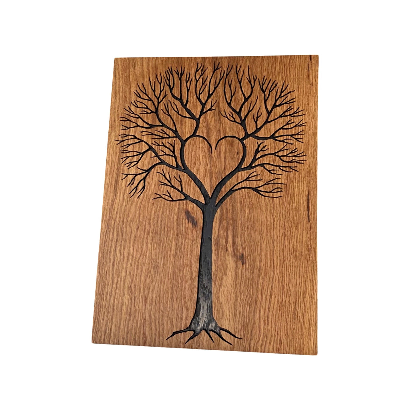 Solid Oak Chopping Board with Hand Carved Tree Handmade by Cast & Wood