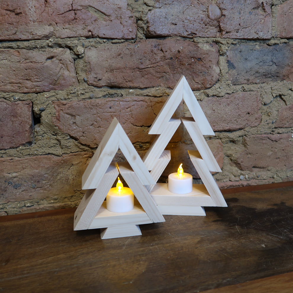 Tea Light Christmas Tree - 20cm (Battery Powered) | Cast and Wood ...